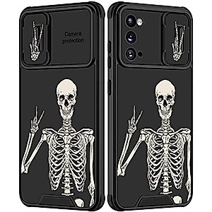 Goocrux for Samsung Galaxy S20 Case Skeleton Skull Women Girls Cute Gothic Phone Cover Cool Horror Unique Design Goth Aesthetic with Slide Camera Cover Funny Spooky Cases for Galaxy S20 5G 6.2''