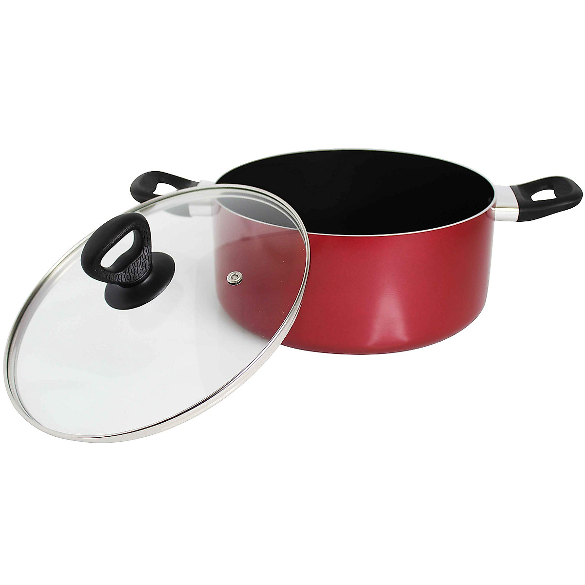 Mirro A796SA Get A Grip Aluminum Nonstick Cookware Set, 10-Piece, Red