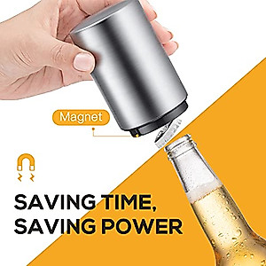 Swaytail Premium Beer Bottle Opener, Stainless Steel, Automatic Wine Bartender Tool, Press & Pop Lid Open, Potable, No Damage, Quick Open Cap for Kitchen Home Bar Restaurant Household Utensils