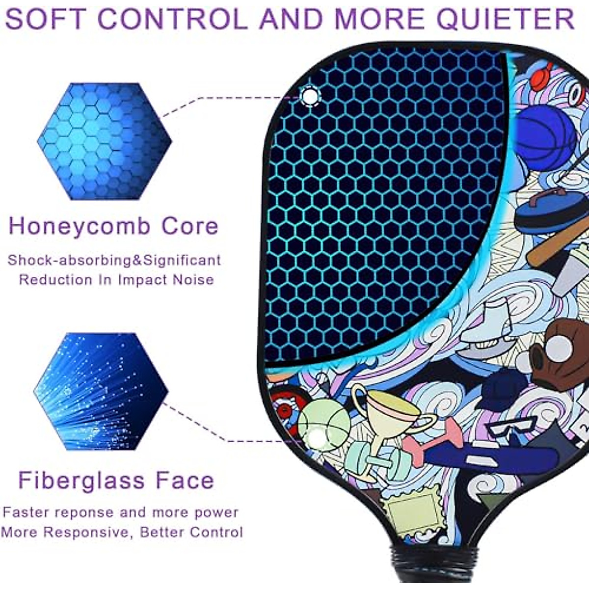 MYKUJA Pickleball Paddles Set of 2 |Fiberglass Pickleball Paddles with 4 Pickleball Balls,1 Pickleball Bag|Pickle Ball Paddles |Pickleball Gifts for Beginners(Youth Pickleball Paddles)