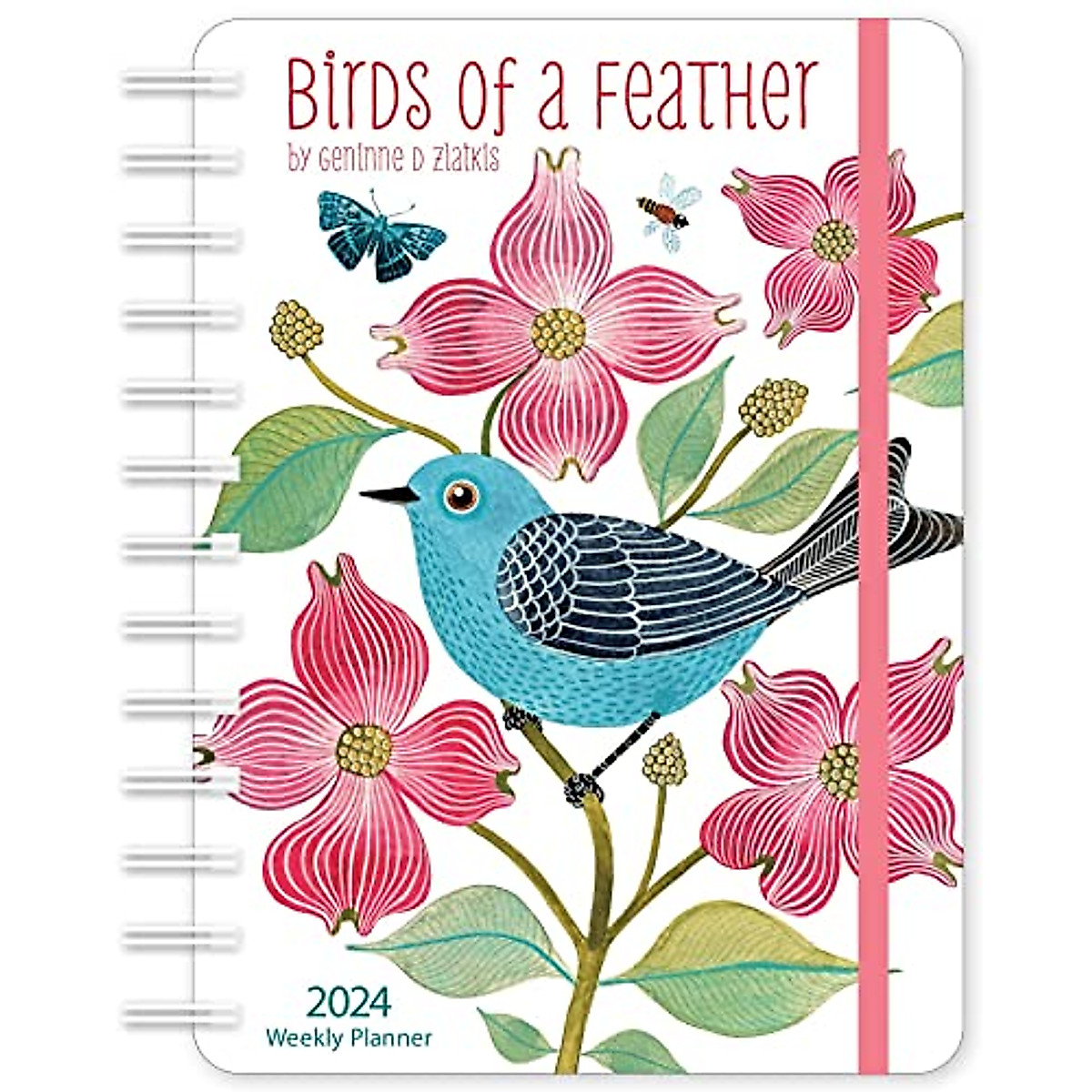 Geninne Zlatkis 2024 Weekly Planner: Birds of a Feather | Travel-Size 12-Month Calendar | Compact 5" x 7" | Flexible Cover, Wire-O Binding, Elastic Closure, Inner Pockets