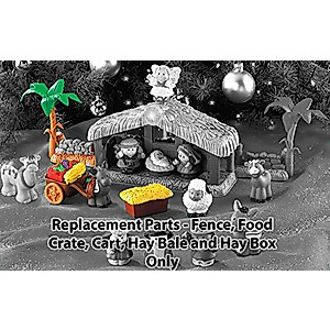 Replacements Parts For Little People Nativity & Christmas Story Nativity, (2 Fences, Food Crate, Cart, Hay Bale, and Hay Box)