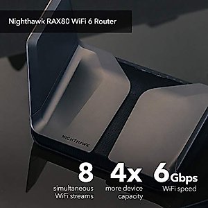 NETGEAR Nighthawk 8-Stream AX8 Wifi 6 Router (RAX80) – AX6000 Wireless Speed (Up to 6 Gbps) | 2,500 sq. ft. Coverage