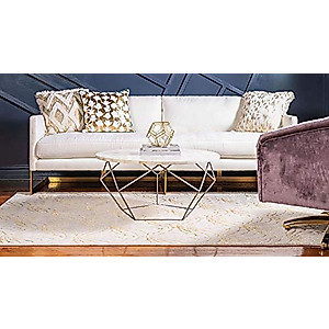 Unique Loom Glam Collection Geometric, Floral, Metallics, Modern, Chic Area Rug, 8 ft x 10 ft, White/Gold