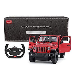 RASTAR Off-Road Remote Control Car, 1:14 Jeep Wrangler JL RC Off-Road Racing Vehicle Toy Car for Kids Adults, Spring Suspension/Door Open, 2.4Ghz RED