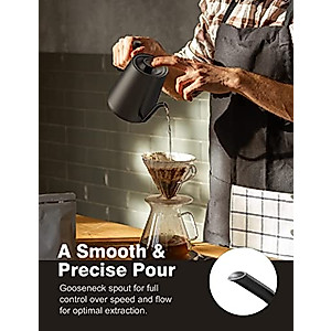 Gooseneck Electric Pour-Over Kettle, Temperature Variable Kettle for Coffee Tea Brewing, 0.9L Stainless Steel Kettle, Temperature Holding, Built-in Stopwatch