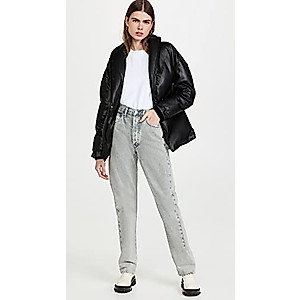 [BLANKNYC] womens Black Vegan Leather Puffer Belted Jacket, The Love Doctor, Small US