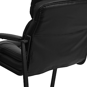 Flash Furniture Black LeatherSoft Executive Side Reception Chair with Lumbar Support and Sled Base
