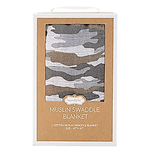 Mud Pie Muslin Camo Swaddle Blanket, 47" x 47"