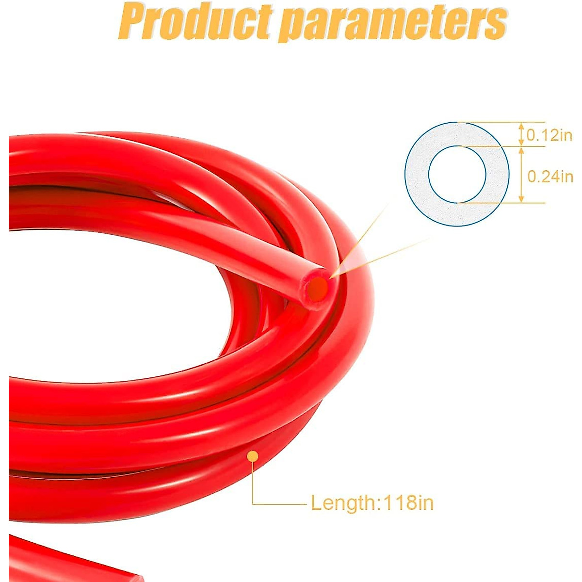 XINLIYA Silicone Vacuum Tubing Hose Line, 10 Ft 1/4" (6mm) Inner Diameter Hose, High Tempterature 130PSI Max Pressure for Multiple Use, Auto Replacement Vacuum Hose Line for Vehicle Radiator (Red)