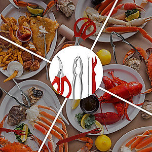 CasaCulina 10 Pcs Seafood Tools Set Includes Crab Lobster Crackers, Stainless Steel Crab Forks/Picks, Lobster Shellers and Seafood Scissors, Nut Cracker Set for Crab Leg Crackers Tool