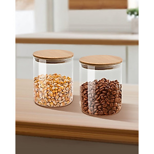 BSDPREF 27oz Glass Food Storage Jars Set of 1, Glass Storage Jars with Airtight Lids Pantry Organization Jar, Spice Jar, Blooming Tea, Coffee and Sugar Container, Small Canister Set for Kitchen