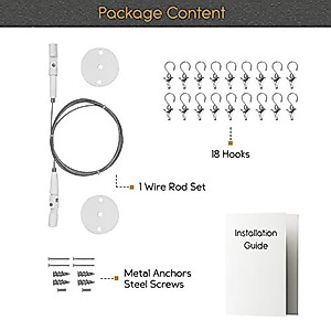 You Have Space TOTART Picture Hanging Kit and Curtain Rod with 18 Clips for Kids Crafts, Artwork, Tapestry, Stainless Steel, White