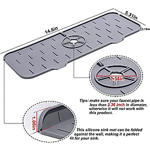 Kitchen Sink Splash Guard, Silicone Faucet Handle Drip Catcher Tray, Faucet Absorbent Mat, Sink Protectors for Kitchen Sink, Sink Mat for Bathroom, Farmhouse and RV, Kitchen Sink Accessories