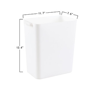 Tstorage 4.5 Gallon Deskside Plastic Wastebasket Rectangular, Open Garbage Container Basket for Office and Home, 3 Packs, White