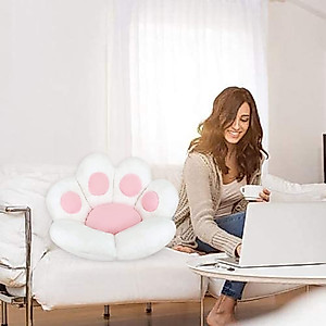 MMUK Reversible Chair Seat Cushion Plush Cat Paw Cushion Lazy Sofa Office Chair Cushion Bear Paw Shape Comfy Seat Pad Support Waist Backrest Floor Seating Cushions Mat,White-27.5x23.6in