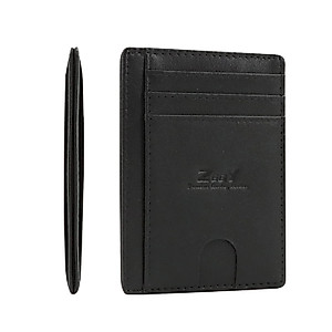 ZEGY Slim Credit Cardholder Minimalist Wallet – Premium Full Grain Leather Wallet– Cardholder Wallet for Men and Women with 7 Slots – Including 1 ID Card Slot – RFID Blocking Slim Wallet (Brown)