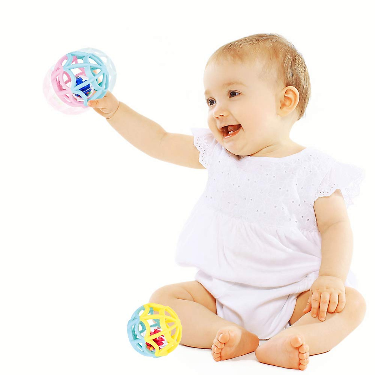 Play Ball Baby for Toddlers | 2 Outer Plus 2 Inner Balls | Rattles and Rolls for Double The Fun | Safe for Any Age