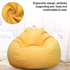 Large Bean Bag Chair Sofa Cover (No Filler) Comfortable Outdoor Lazy Seat Bag Couch Cover without Filler for Adults Kids Soft Tatami Chairs Covers for Home Garden Living Room (yellow, 3.3 x 3.9 ft)