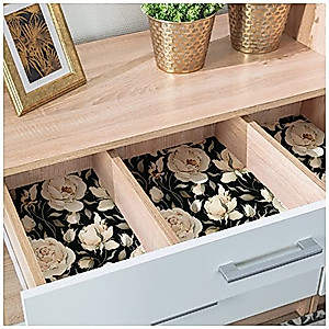 HAOKHOME Peel and Stick Wallpaper Floral Vintage Roses Peonies Contact Paper Removable Black/Beige/Olive Self Adhesive Mural 17.7in x 9.8ft