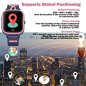 TOPUSER 4G GPS Smart Watch for Kids Boys Girls Watches [Global Version] SOS Emergency Alarm Waterproof Smartwatch with Text Video Voice Call Phone Watch Tracker Real Time Tracking Age 3-12