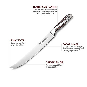 Hammer Stahl 10-Inch Scimitar, X50CrMoV15 Forged German High Carbon Steel Meat Knife with Quad-Tang Pakkawood Handle - Butcher's Breaking Cimitar Knife