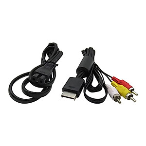 Hookup Connection Kit Regular Power Cord AV Cable For Sony Playstation 1 2 3 PS1 PS2 PS3 PSX Original FAT Gaming Systems Console Bundle Set Accessory