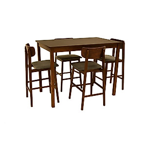 Zenvida Mid Century Counter Height Dining Table Set, Rectangle Solid Wood Table and 4 Chairs