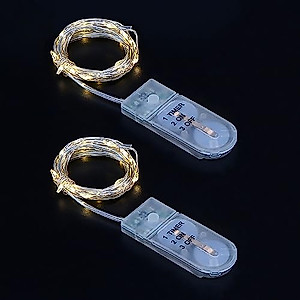 2 Sets of ATTAV LED String Lights with Timer, Battery Operated 20 Micro LEDs on 7 Feet Ultra Thin Copper Wire, Starry String Lights Fairy Lights for Bedroom Christmas Party Wedding Dancing(Warm White)