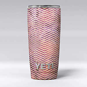 Design Skinz Gold Chevron Over Abstract Fumes - Skin Decal Vinyl Wrap Kit Compatible with The Yeti Rambler Cooler Tumbler Cups