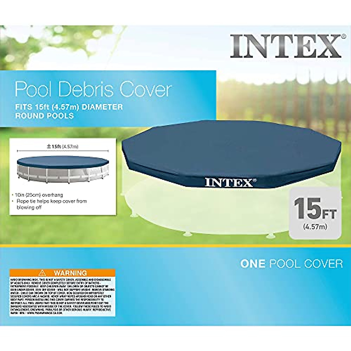 Intex 26723EH 15 Feet by 42 Inches Prism Frame Above Ground Swimming Pool Set with Debris Cover, Ladder, and 120 Volt 1000 GPH Cartridge Filter Pump