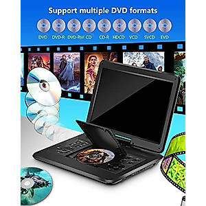 UEME 16''Portable DVD Player with 14''HD Large Screen, Mobile DVD Player for Kids with Rechargeable Battery, Support USB/SD Card/Sync TV and Multiple Disc Formats