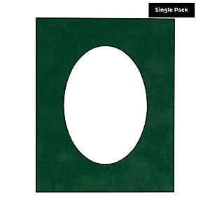 16x24 Mat Bevel Cut for 12x22 Photos - Precut Green Suede Oval Shaped Photo Mat Board Opening - Acid Free Matte to Protect Your Pictures - Bevel Cut for Family Photos, Pack of 1 Matboard Show Kit With