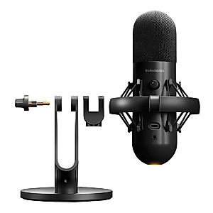SteelSeries Alias USB Mic for PC — 3x Bigger Capsule for Gaming, Streaming and Podcasting — Sonar for Streamers Audio Software — AI Noise Cancelling — LED (Renewed)
