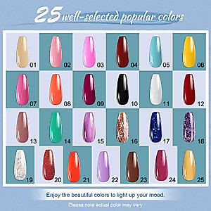 YALSYNY Gel nail polish set,uv led nail lamp,nail tool kit,No Wipe Beautiful Colors Base Top Coat