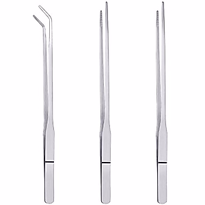 3 Pcs Stainless Steel Feeding Tongs, Reptile Feeding Tweezers Long Handle Feeder Tools for Fish Aquariums, Reptiles Snakes Lizard Gecko Spider and Bird