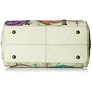 Anna by Anuschka Women's Genuine Leather All Round Zip Satchel | Hand Painted Original Artwork | Medium Zip-Top Organizer | Floral Paradise