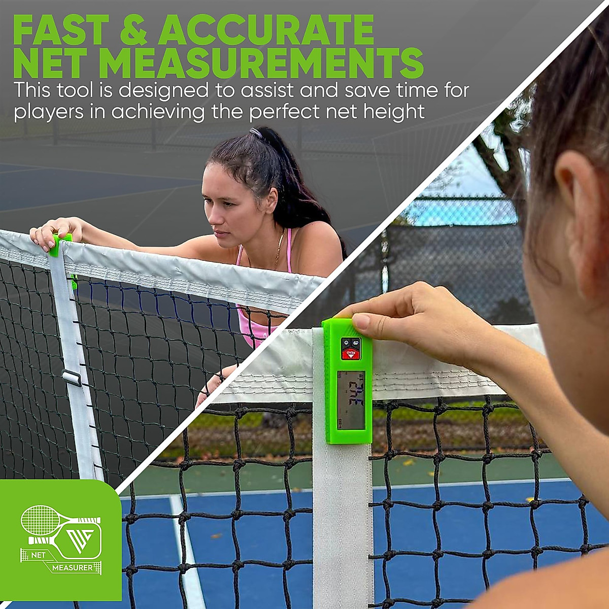 NetMeasurer: Net Height Laser Measuring Tool - Laser Measure for Pickleball and Tennis Nets, Accessories, Equipment for Training and Practice, Class 2 Laser Precision Digital Measurement Tool