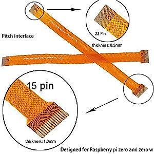 Onyehn 2pcs for Raspberry Pi Zero Camera FFC Cable Flex Cable 15Pin to 22Pin 16CM and 30CM Ribbon Cable for Raspberry Pi Zero/Zero W