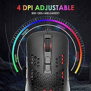 Gaming Keyboard and Mouse Combo,61 Keys Compact RGB Backlit Mechanical Feel Keyboard,RGB Backlit 2400 DPI Lightweight Gaming Mouse with Honeycomb Shell for Windows PC Gamers (4 in1/black Set)