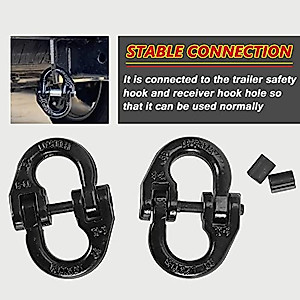BACLAUGH 2pc 1/2 inch Coupling Link Tow Hitch Safety Chain Hammer Lock Grade 80 Black for Truck