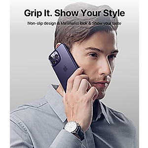 andobil for iPhone 14 Pro Case with Stand [Built-in Invisible Kickstand] [Military Grade Protection] Shockproof Translucent Slim Protective Case for iPhone 14 Pro 6.1 Inch 2022, Matte Purple