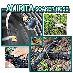 AMRITA Soaker Hose KIT,3/8inch 100ft Rubber Garden Hose 70% Water Saving,Black Heavy Duty Soaker Hose For Garden Lawn,Garden Raised Beds.(3/8-100FT)