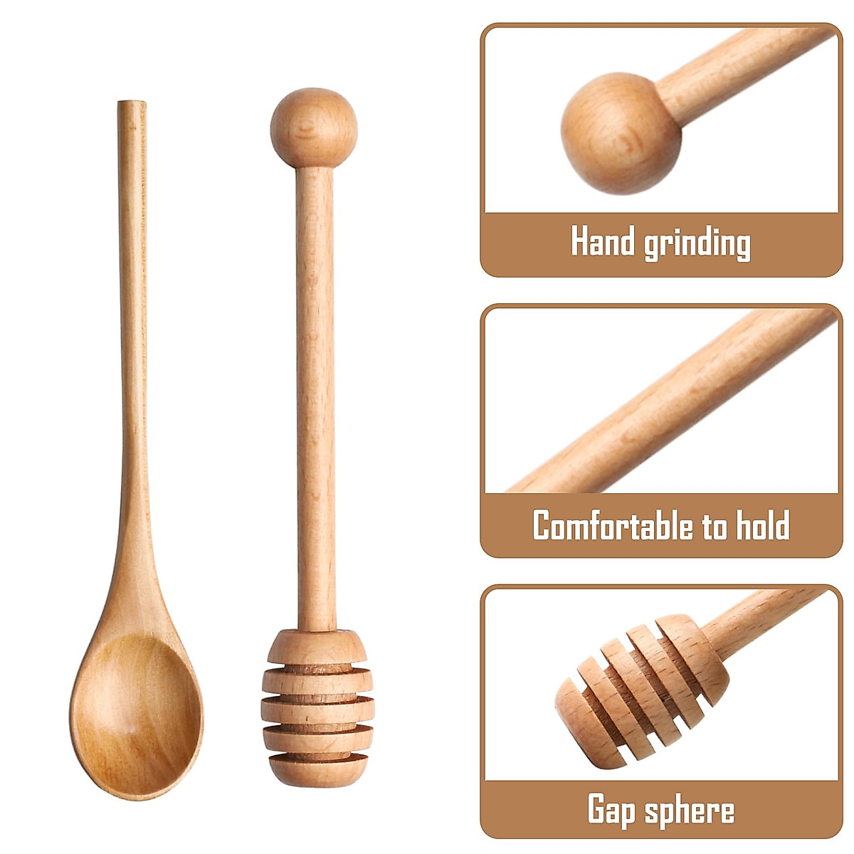 4pcs 6inch Honey Dipper Stick,Long Handle Coffee Stirring Spoons,Wooden Honey Jar Spoons Stirrer,Dessert Iced Tea Cocktail Mixing Spoons for Home Kitchen