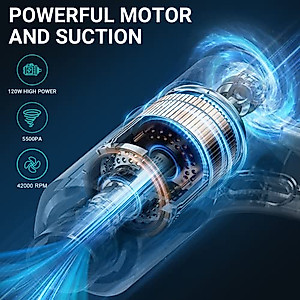 CSCL Handheld Car Vacuum Cleaner High Power Cordless, 120W Portable Wireless Car Vacuum Cleaner Rechargeable with Strong Suction & Air Duster, Mini Hand held Vacuum Cleaner for Car Home