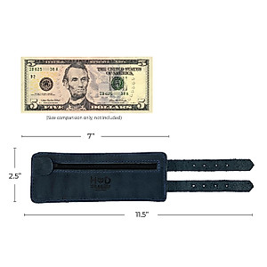 Hide & Drink, Stylish Wrist Wallet Cuff, Wristband with Secret Pouch, Cash Holder, Money Organizer, Full Grain Leather, Handmade,Slate Blue