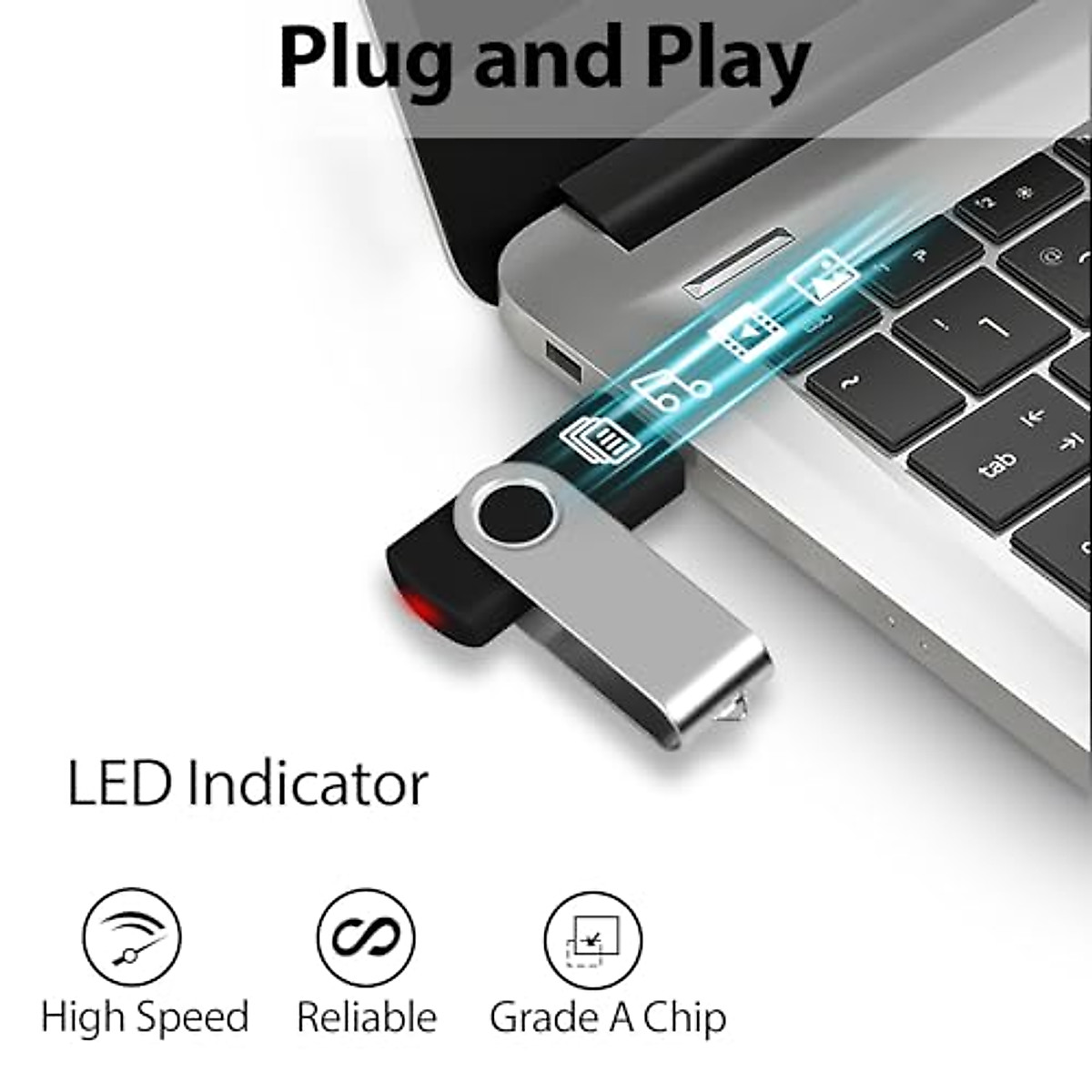 AreTop 8GB Flash Drive 10 Pack, USB 2.0 Swivel Thumb Drives with Easy-Storage Bag 10 Pack Flash Drive Bulk USB Pendrive Jump Drive Memory Stick Storage USB (10PCS 8GB, 10Mixcolors)