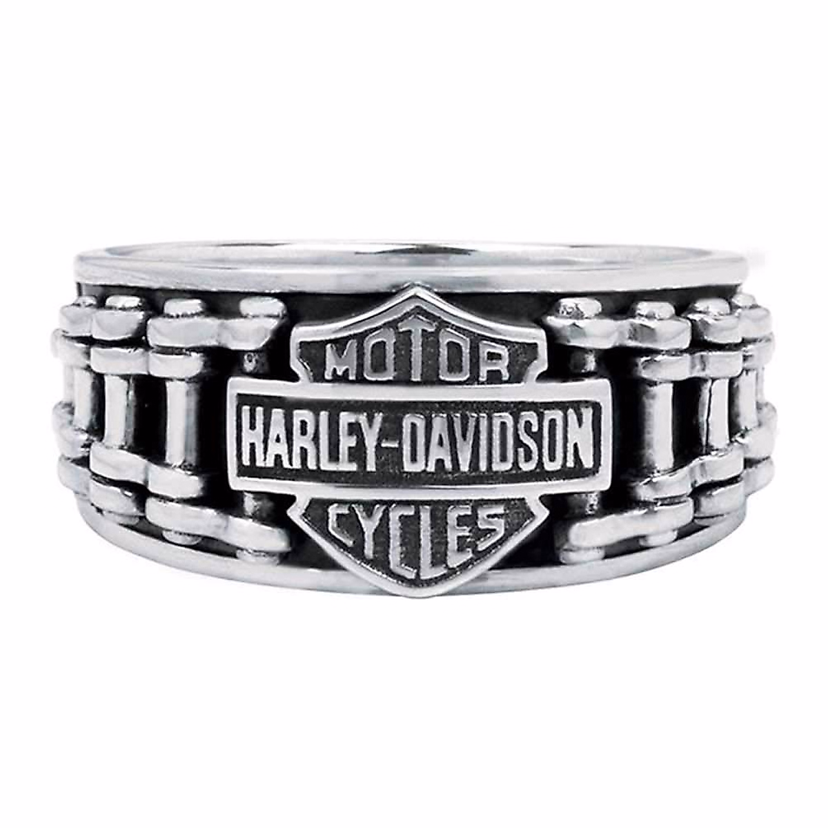 Harley-Davidson Men's Bar & Shield Bike Chain Ring, Sterling Silver HDR0260 (11)