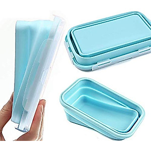 BPA Free Silicone Food Storage Containers with Airtight Plastic Lids Set Of 3 Space Saving Microwaveable Freezer Dishwasher Safe Collapsible Leftover or Meal Prep Lunch Box
