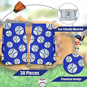 30 Pack Baseball Goodie Gift Bags Baseball Party Treat Favor Bags Blue Baseball Snack Paper Bags for Team Sports Theme Birthday Party Decor Game Celebration